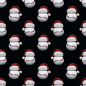 Cute Santa Hat Baseball Gift Wrap Thick Wrapping Paper Bball Themed Christmas Holiday Party Decoration (One 20 inch x 30 inch sheet)