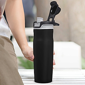 DISCOUNT PROMOS Juno Water Bottles with Flip Lid 20 oz. Set of 6, Bulk Pack - Reusable, Great for Gym, Hiking, Cycling and for School - Black