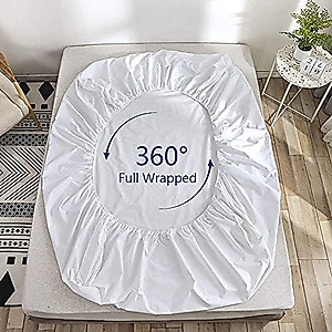 Bedecor Queen Fitted Sheet Only,21 inch Extra Deep Pocket White Bottom Bed Sheet, Soft Breathable,Stay in Place,for Pillow Top Mattress Thick Mattress