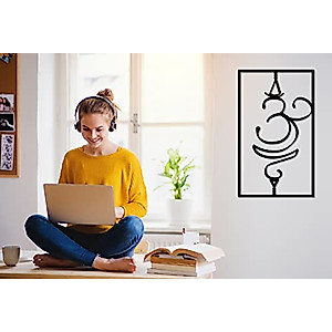 Breathe Sanskrit Symbol Metal Wall Decor, Om Yoga Symbol Wall Art, Yoga Meditation Home Decor, Zen Yoga Studio Decor, Yoga Lover Breathe Gift, Gift for Yoga Lovers (38.5 x 23.1” / 98 x 58 cm)