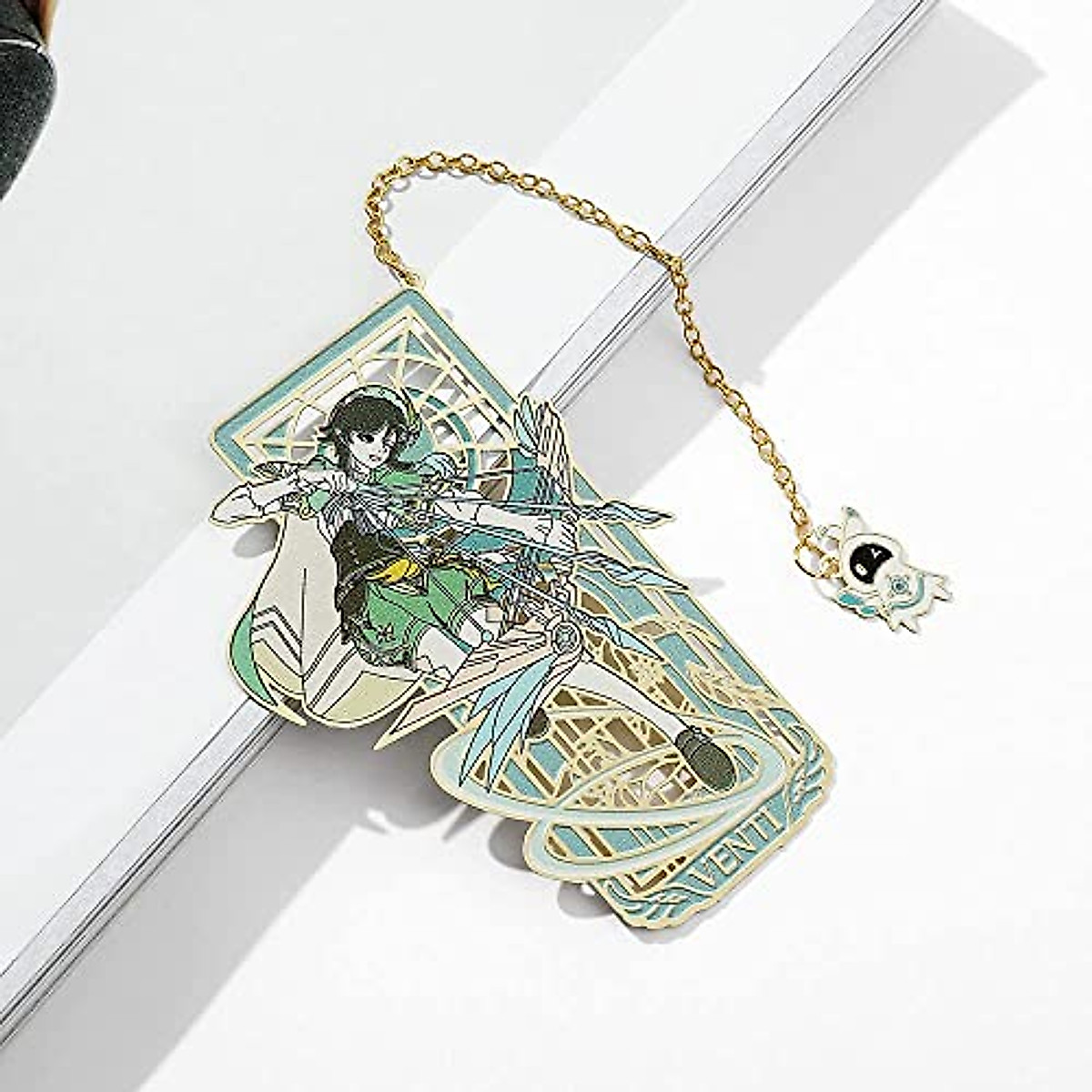 Genshin Impact Venti Metal Bookmark - Classic Anime Figure Bookmark, Great Gift for Game Fans, Reader, Friends or Teachers