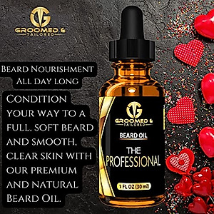 Groomed & Tailored Beard Oil For Men (The Professional) - Premium Beard Oil - For a Softer, Smoother, Moisturized Beard - Made with All-Natural and Organic Ingredients - Leave in Conditioner - Scented Gift for Husband and Dad, Father's Day Gift
