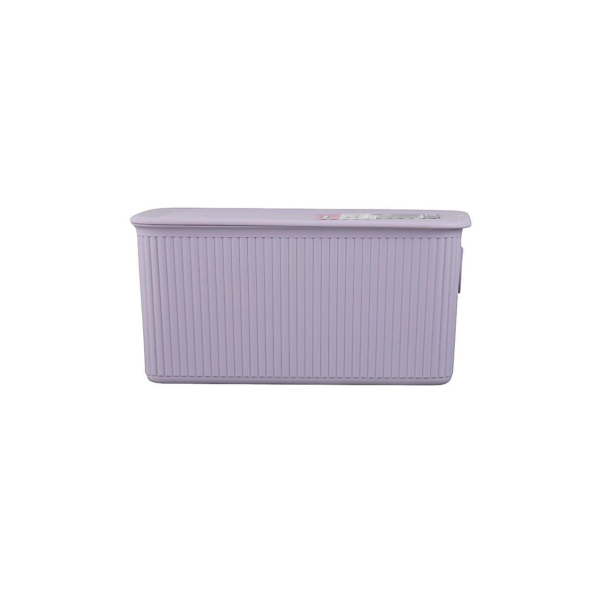 Superio Ribbed Collection - Decorative Plastic Lidded Home Storage Bins Organizer Baskets, Medium Lilac Purple (2 Pack - 5 Liter) Stackable Container Box, for Organizing Closet Shelves Drawer Shelf