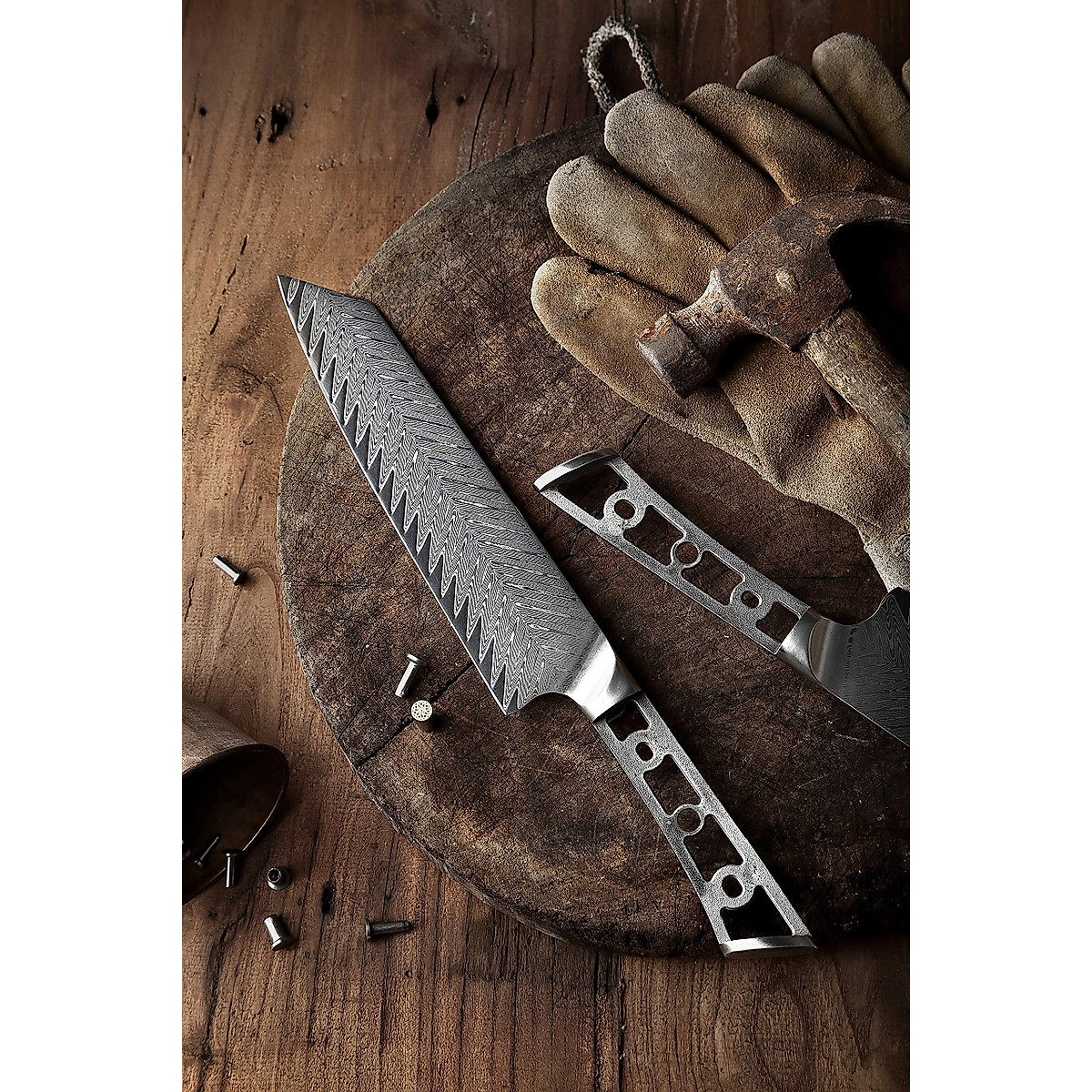 KATSURA Woodworking Project Kit – Kiritsuke Chef Knife Blank – 8 Inch with 50mm wide blade – Thunder-X Series – Japanese Premium 67 Layers Damascus AUS 10 Steel – NO LOGO