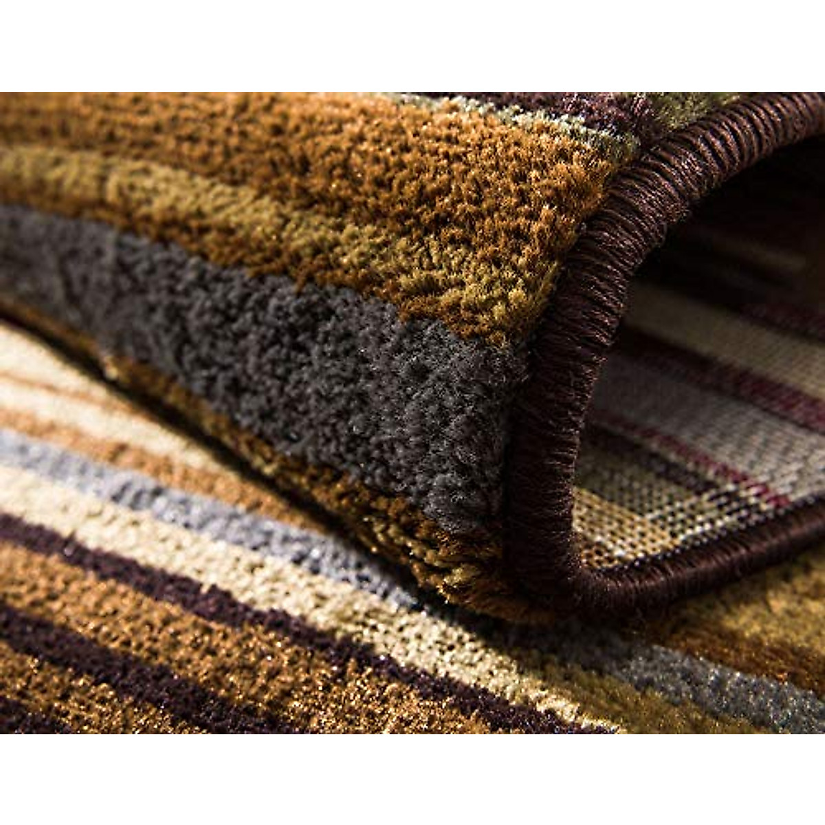 Unique Loom Barista Collection Modern, Abstract, Stripes, Urban, Rustic, Warm Colors Area Rug, 2' 2 x 6' 0 Runner, Multi/Beige