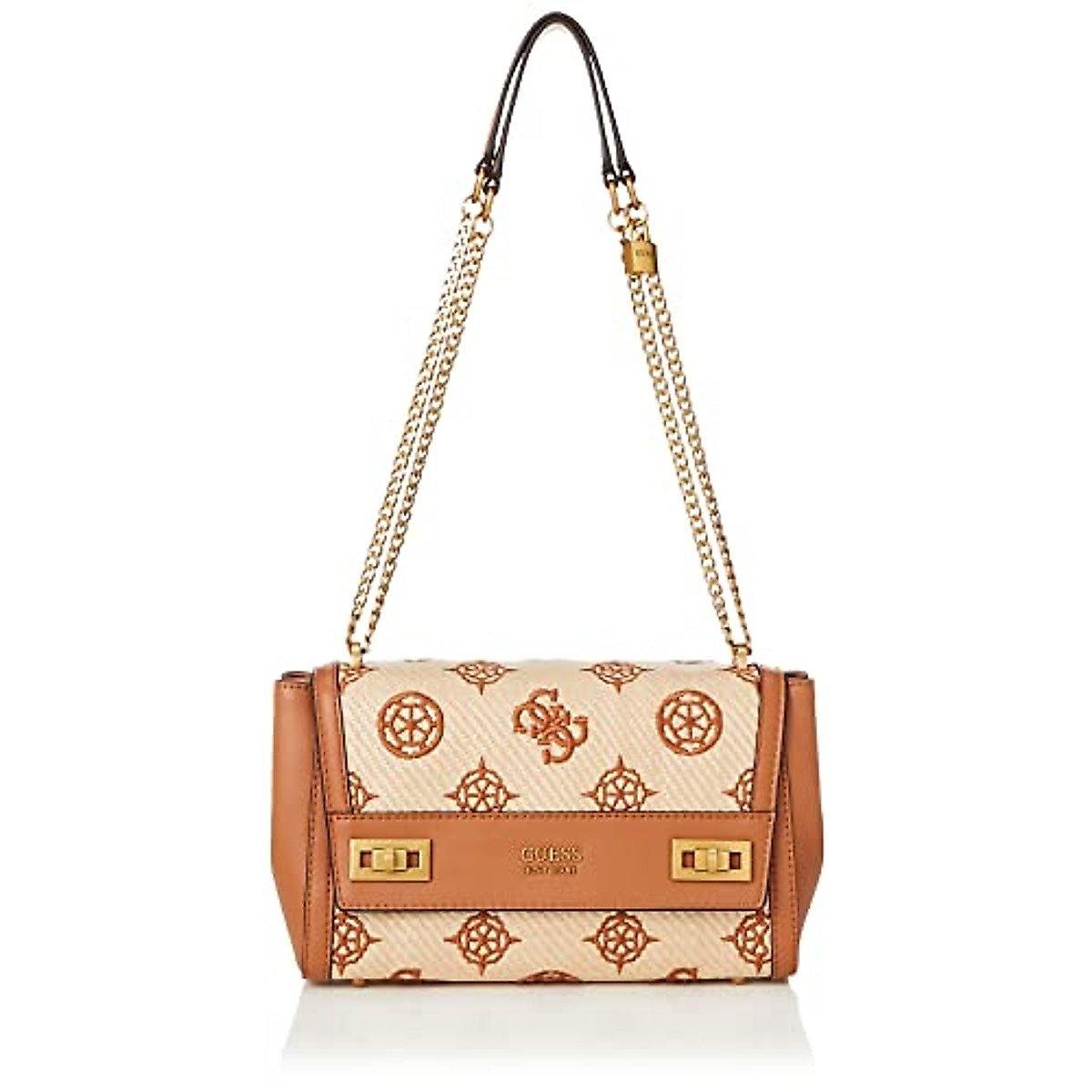 GUESS Katey Flap Shoulder Bag Natural/Cognac One Size