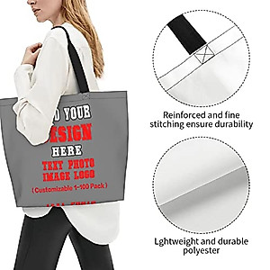 Custom Bag Personalized Bag Customized Gifts For Women Design Company Logo Name Travel Bag Shopping Shoulder Bag Custom Gift Gray Tote Bag