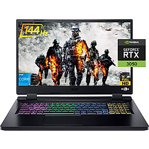 acer Newest Nitro 5 Flagship Gaming Laptop: 17.3" FHD 144Hz IPS Display, Intel Gaming H 12-Core i5-12500H, 64GB RAM, 1TB SSD, 4GB RTX 3050, WiFi-6, Backlit-KYB, DTSX Audio, CoolTech, Win11, TF