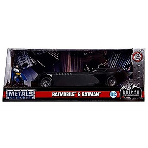 DC Comics 1:24 Batman Animated Series Batmobile Die-cast Car with 2.75" Batman Figure, Toys for Kids and Adults,Black