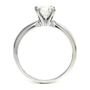 Sz 8 Sterling Silver Cubic Zirconia Solitaire 1.25 Carat tw Round Cut 4-Prong Set CZ Engagement Ring