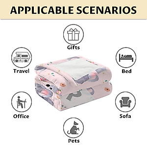 Custom Koala Blanket Gifts with Name - 40x50 Inches Cute Throw Blanket for Women & Girls - Pink Soft Fuzzy Plush Blankets for Couch, Sofa