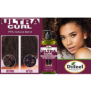 Difeel Ultra Curl with Argan & Shea Butter - Curl Boosting Shampoo 33.8 oz., Sulfate Free Shampoo Made with Natural Ingredients