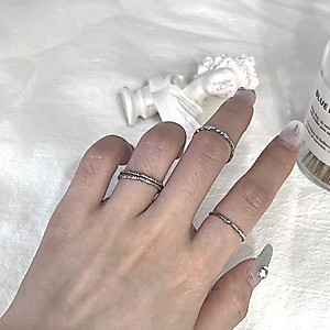 Kakikaki 925 Sterling Silver Minimalist Hammered Textured Thin Knuckle Midi Stacking Rings