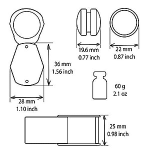 BelOMO Jewelers Loupe 10x Triplet Magnifier 21mm (.85"). Optical Glass with Anti-Reflection Coating for a Bright, Clear and Color Correct View. Foldable Loupe for Gems, Jewelry, Coins and Trichomes