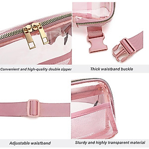 Stadium Approved Clear Water Proof Fanny Pack Waist Bag with Adjustable Strap, Festivals, Hiking, Concerts and Travel - Pink