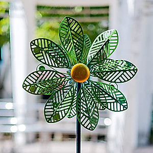 Stargarden Wind Spinner Outdoor,Metal Double Wind Sculpture Hollowed-Out Leaf Design for Yard and Garden 58 * 13.5 Inch