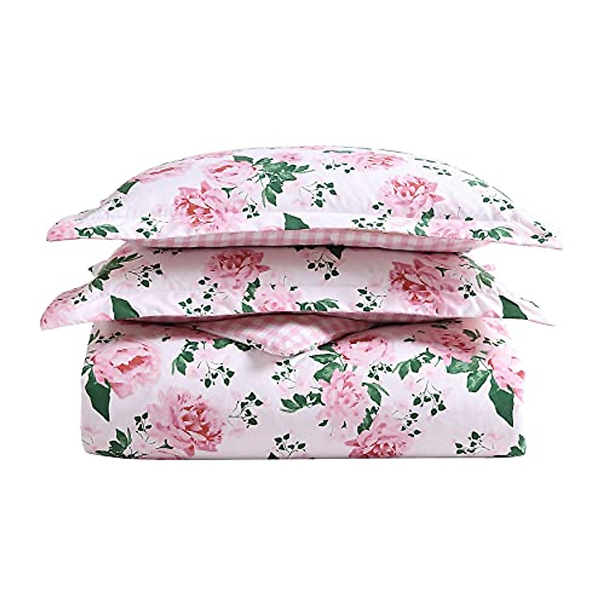 Betsey Johnson - Queen Duvet Cover Set, Reversible Bedding with Matching Shams, All Season Home Decor (Blooming Roses Pink, Queen)