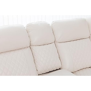 Kingway Inc Lionel Power Recliner Sectional Sofa, White
