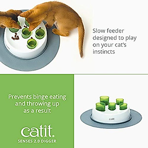 Catit Senses 2.0 Digger Interactive Cat Toy, All Breed Sizes, Green,White, 1-Pack