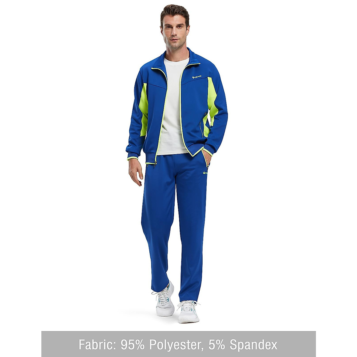 TBMPOY Men's Tracksuits Sweatsuits for Men Set Track Suits 2 Piece Casual Athletic Jogging Warm Up Full Zip Sweat Suits Royal Blue/Green XL