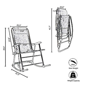UYSB Lounge Folding Rocking Chair Porch Rocker Balcony Garden Patio Seat Chair Rocking Chair Rocker Chair Rocker Camp Chair Rocker Recliner Rocking Camp Chair Rocking Chairs