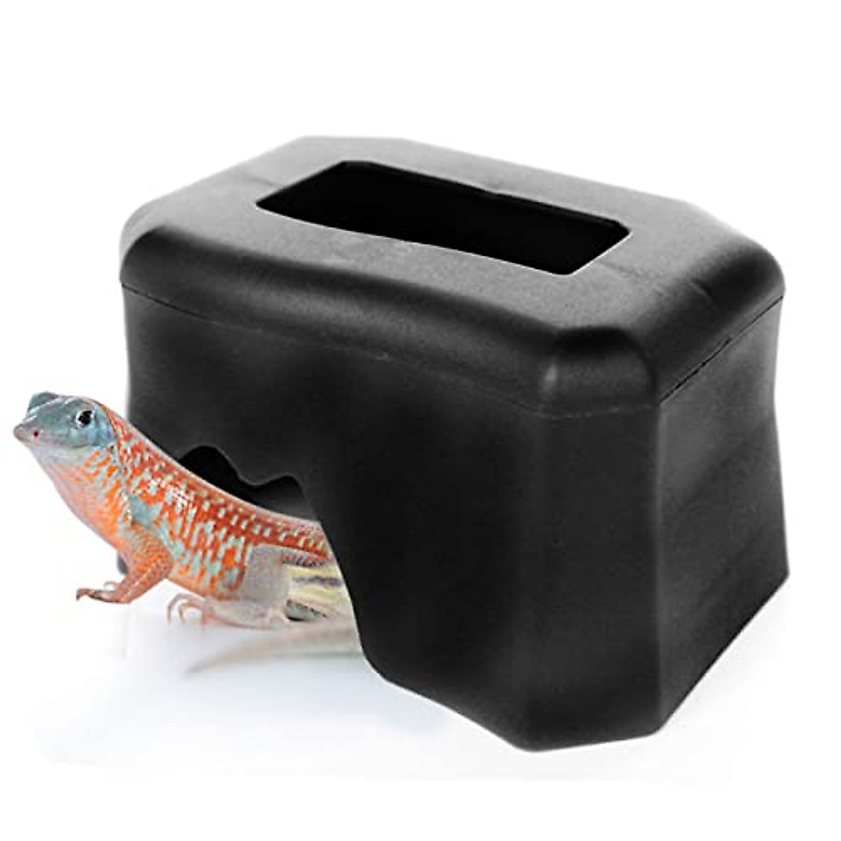 Reptile Hideout Box with Sink Humidification Hide Cave Lizard Hideaway with Water Increase Humidity Amphibian Habitat Decor for Lizard Snake Chamelon Frog Turtle Iguana Gecko