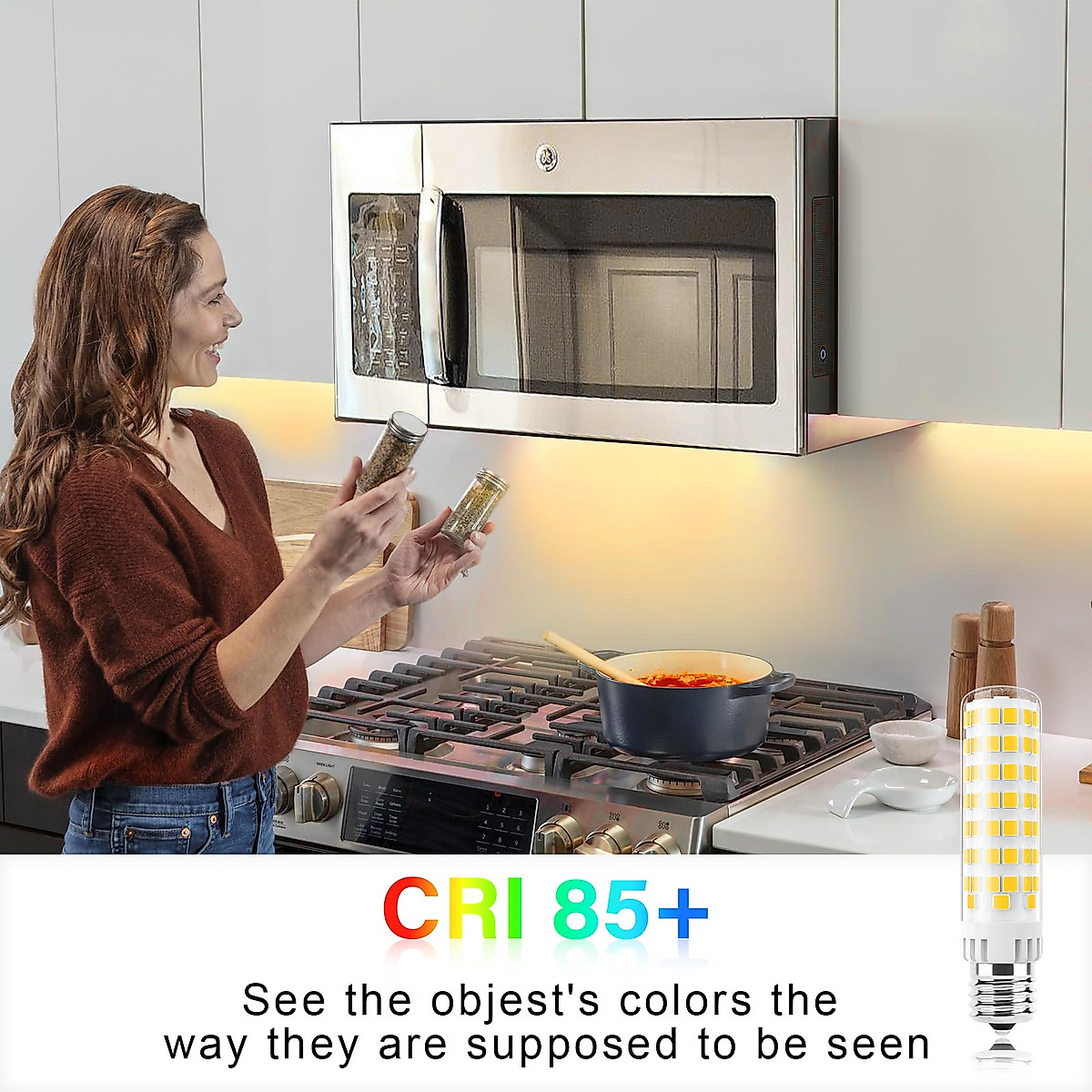 TAIYALOO E17 LED Bulb Dimmable, 10W Microwave Oven Bulb, Warm White 3000K, 100W Halogen Bulb Replacement for Stove Top, Range Hood, E17 Intermediate Base Appliance Light Bulb (2 Pack)