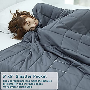 Weighted Idea Weighted Blanket Twin Size 15 lbs for Adult 48" ×78" (Soft and Breathable Fabric, Dark Grey) Soft Cooling Weighted Blanket Queen with Premium Glass Beads