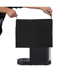 TESSLOVE Dust Cover for Keurig Coffee Maker K-SLIM, Single Serve Coffee Makers, coffee machine, espresso machine, dust cover with 3 Storage Pockets for storing relative things (M, BLACK)