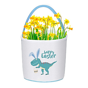 Partywind Easter Baskets for Kids, Dinosaur Easter Basket with Handle for Egg Hunt Games, Easter Surprise for Boys and Girls, Easter Day Party Supplies Favors (1 PCS)