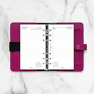 Filofax Refill, Personal/Compact Size, Day on One Page with Appointments, Ruled, White Paper, English, 2023 (68441-2018)