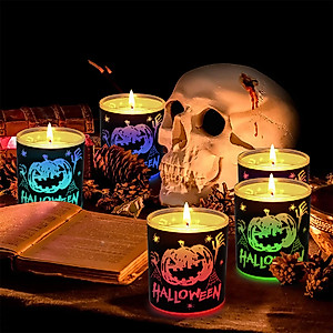 Pumpkin Scented Candles, Fall Decorations for Home, Halloween Decorations Indoor,Spooky Candle,Gothic Vintage Fall Decor for Farmhouse Room Apartment Table Desk Kitchen Bedroom,Funny Gift for Women