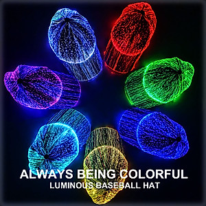HUNRUY Hip Hop Luminous LED Baseball Cap Hats For Christmas Rave with 7 Colors Light USB Charging (Black)