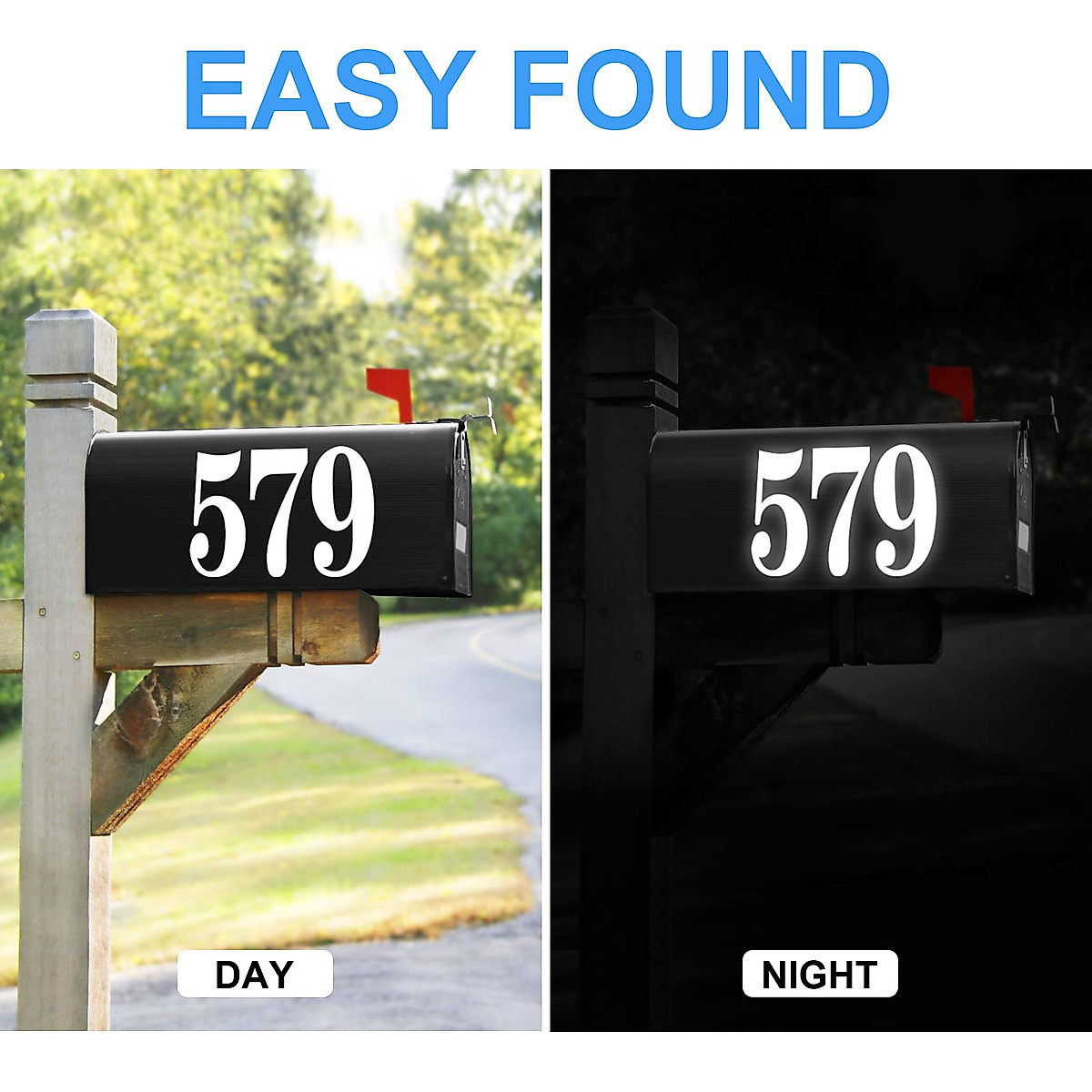 60 PCS White Mailbox Numbers, Vinyl Waterproof Stickers for Outside, Address on House, Big Mail BOX Number, 6 (3" x 4 sets, 4" x 2 set,0-9)