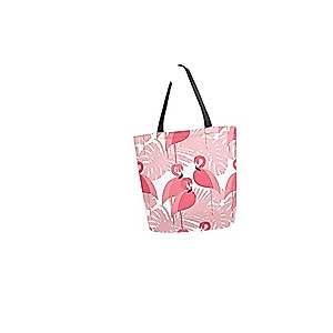 Women Top Bag Handle Handbags Shoulder Bag Flamingo Tote Washed Canvas Purses Bag(9ut0a)