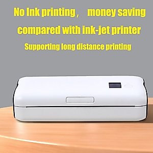 Yunseity Portable Printer, Inkless Printing, Versatile Use, BT Connection, Portable Printer for iOS and for Android, A4 Thermal Printer, Rechargeable