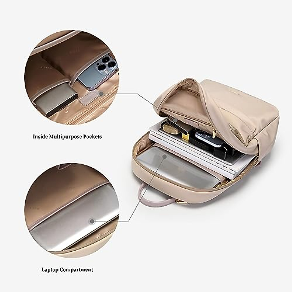 GOLF SUPAGS Laptop Backpack for Women Slim Computer Bag Work Travel College Backpack Purse Fits 15.6 Inch Notebook (Pink)