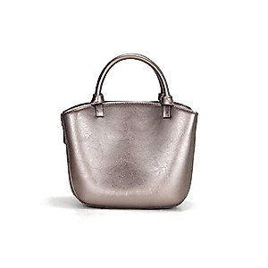 Covelin Genuine Leather Handbag Womens Retro Small Size Tote Shoulder Bag Pewter