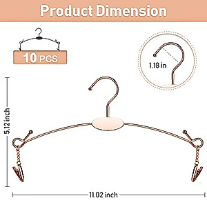 Exttlliy 10PCS Metal Underwear Bra Rack Durable Fashion Children Clothes Hangers Hook Lingerie Shop Display Hanger with Clips (Rose Gold)