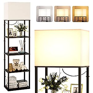 addlon Floor lamp with Shelves Pro Max, 5-Tier Modern Floor lamp with 3 Color Temperatures LED Bulb, Display Shelf lamp for Living Room, Bedroom and Office - Black…