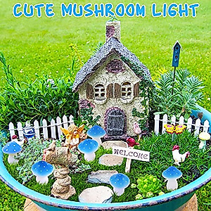 Solar Garden Lights, 3 Pack Mini Mushroom Solar Lights with 18 LEDs, 8 Modes Solar String Lights Outdoor Waterproof Cute Blue Mushroom Decoration Landscape Lights for Yard, Lawn, Patio, Flowerpot