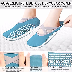 Minmex Yoga Socks for Women-1 Pairs Thin Non Slip Grip Socks with Straps for Pilates,Ballet, Dance, Barefoot Workout Blue