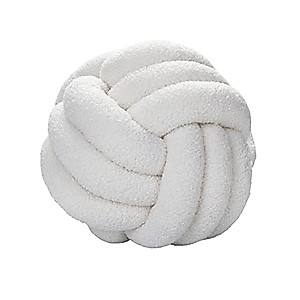 Meideli Cute Throw Pillows Hand-Woven Knotted Ball Decorative Pillows, Aesthetic Pillows for Bedroom Couch, Creative Photography Props(22cm/8.66in) Beige