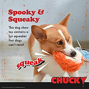Universal Studios Horror CHUCKY 6" Plush Toy for Dogs | Medium Sized Squeaky Dog Toy, Dog Chew Toy with Squeaker | Horror Movie Toys for All Dogs, Official Dog Toy Product of Universal CHUCKY