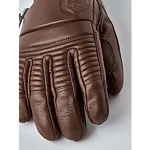 Hestra Mens Ski Gloves: Fall Line Winter Cold Weather Leather Gloves, Brown, 8