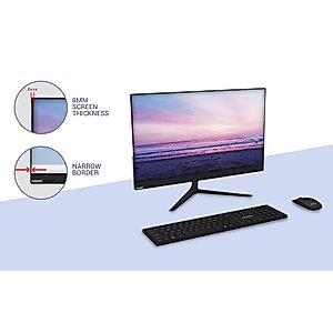 23.8" Full HD IPS All-in-One Desktop Computer with Windows 11 - Intel N4120 QuadCore, 4GB RAM, 128GB SSD, Dual-Band WiFi, Bluetooth, Expandable HDD - AIO PC with Front Camera, Wireless Keyboard, Mouse