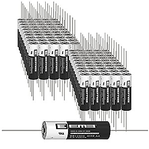 EEMB 100Pack ER14505 AA 3.6V Lithium Battery with AX Solder Tabs Li-SOCL₂ Non-Rechargeable Battery SB-AA11 LS14500 TL-5903 SL-360 S7-400 ER14500 for Chip Board/Sensor/Backup Power Supply/PLC Battery