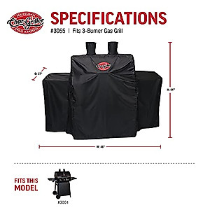 Char-Griller 3055 3-Burner Gas Grill Cover, Black
