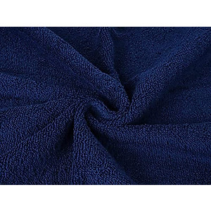 CASA COPENHAGEN Designed in Denmark 550 GSM 2 Large Bath Towels 2 Large Hand Towels 2 Washcloths, Super Soft Egyptian Cotton 6 Towels Set for Bathroom, Kitchen & Shower - American Blue & Red