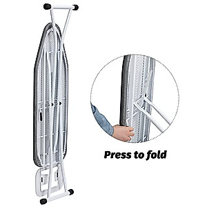 ALIMORDEN Space Saver Ironing Board 36" X 12" with Smart Hanger Adjustable Height 23.8"-30.7" Easy Storage, Padded Top Lightweight for Home Laundry Room Use Grey
